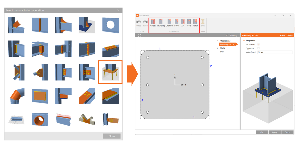 General anchoring shapes and options | IDEA StatiCa